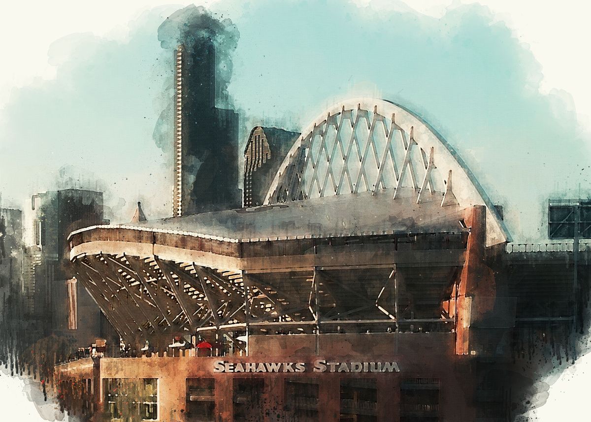 'Lumen Field Stadium' Poster, picture, metal print, paint by Katty ...