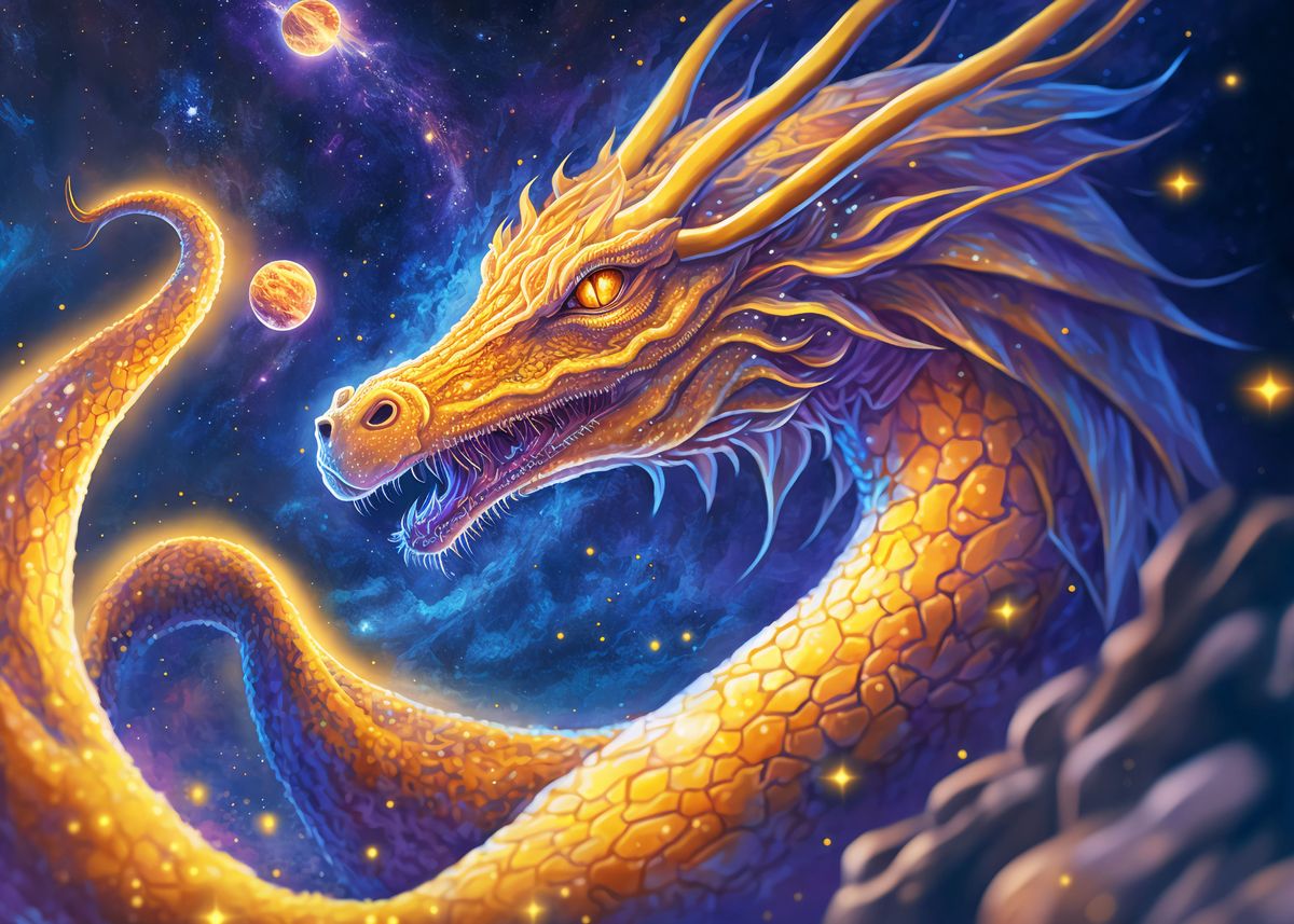 'Cosmic Space Dragon' Poster, picture, metal print, paint by Bailey ...