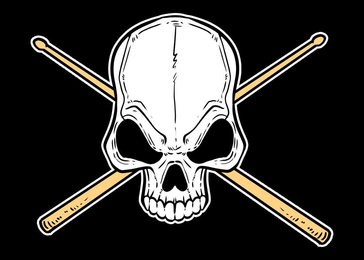 'Drummer Skull Punk Gift' Poster, picture, metal print, paint by ...