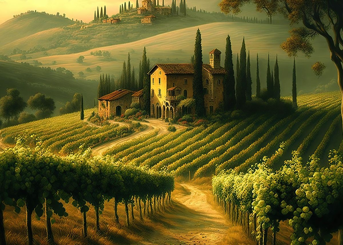 'Tuscany Italy Landscape' Poster, picture, metal print, paint by Pro ...