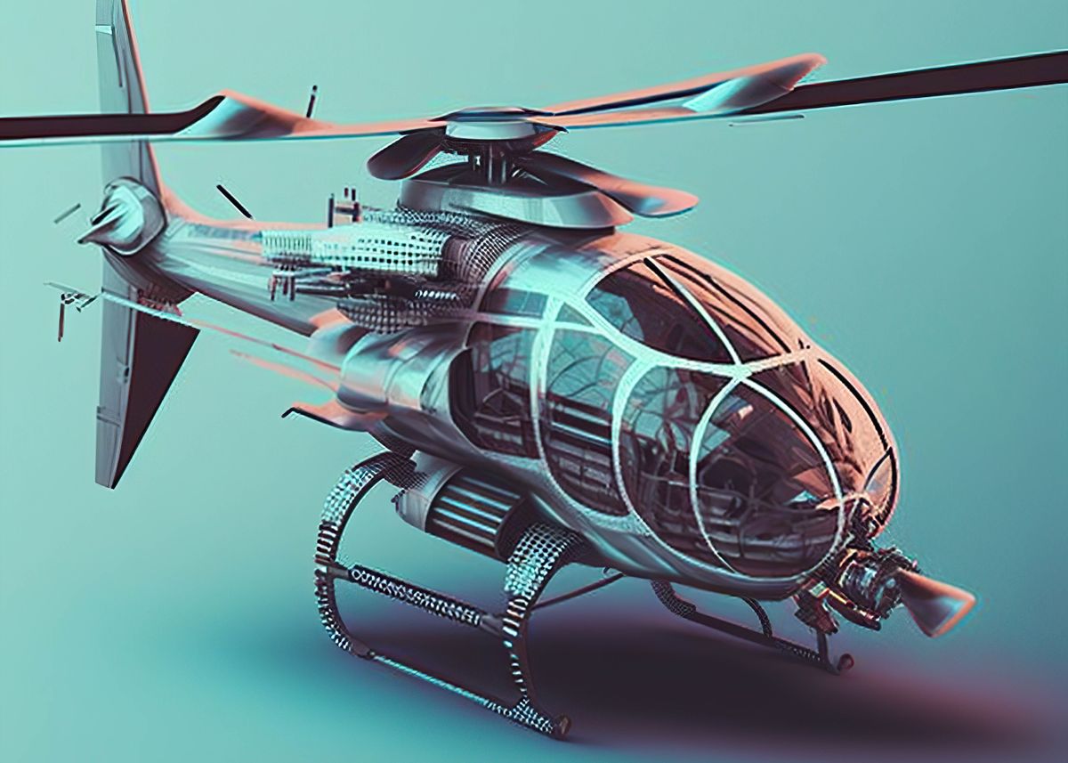 'Helicopter' Poster, picture, metal print, paint by Peter Li | Displate