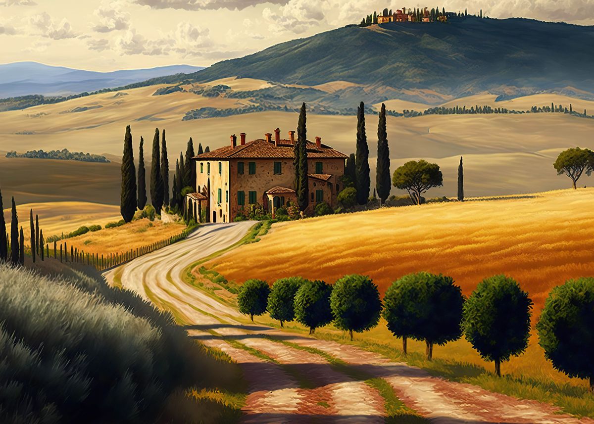 'Tuscany Italy Landscape' Poster by Pro Elise | Displate