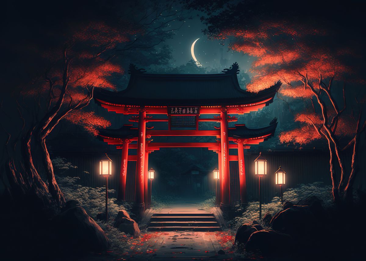 'Japanese lanscape' Poster, picture, metal print, paint by lanem anda | Displate