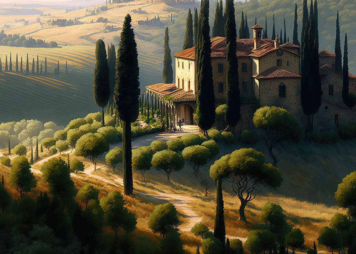 'Tuscany Italy Landscape' Poster, picture, metal print, paint by Pro ...
