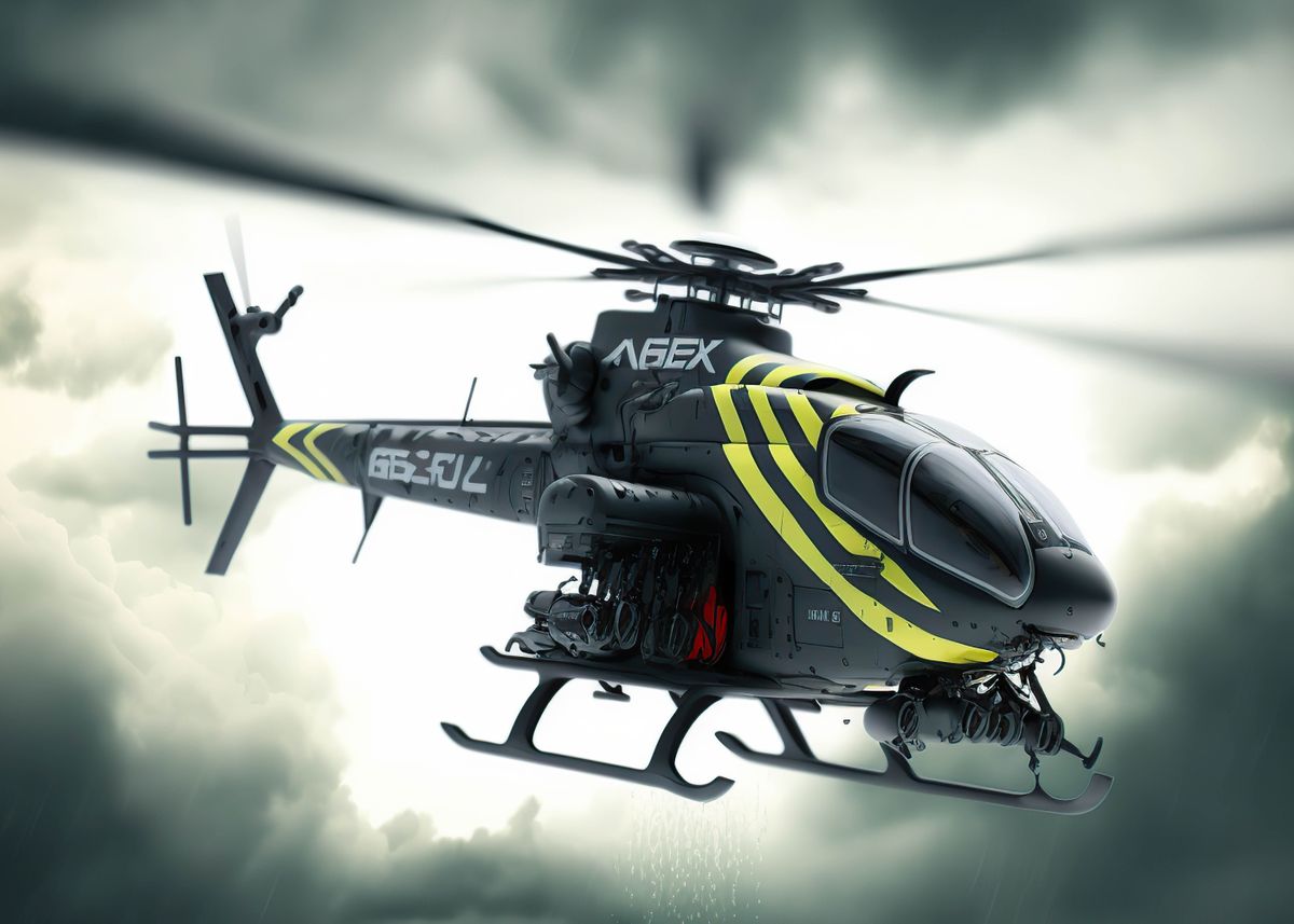 'Helicopter' Poster, picture, metal print, paint by Peter Li | Displate
