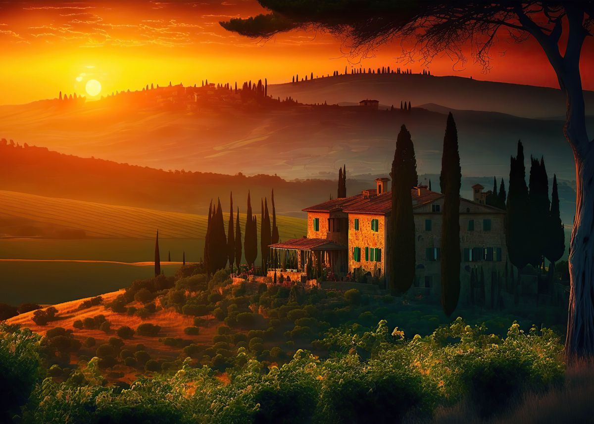 'Tuscany Italy Landscape' Poster by Pro Elise | Displate