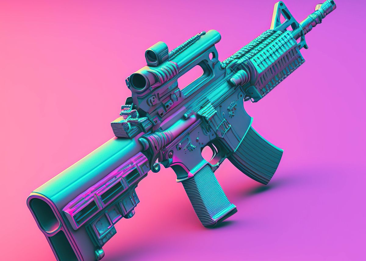 'gun neon' Poster, picture, metal print, paint by Daniaal Odonnell ...