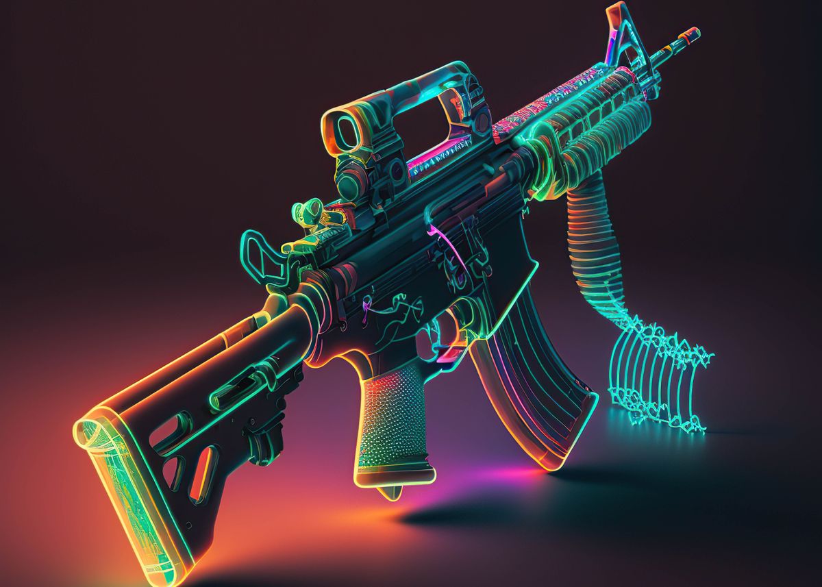 'gun neon' Poster, picture, metal print, paint by Daniaal Odonnell ...