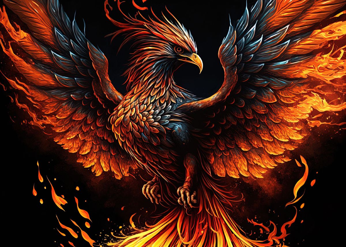 'Phoenix Bird' Poster, picture, metal print, paint by Freddie | Displate