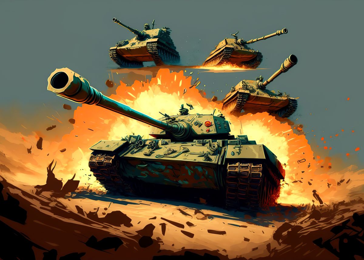 'Tanks' Poster, picture, metal print, paint by Ana Calvert | Displate