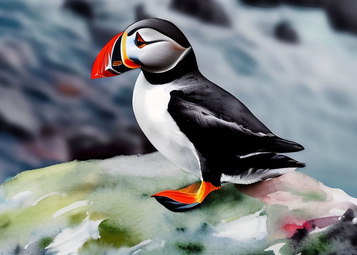 'An Atlantic Puffin bird' Poster, picture, metal print, paint by Sloka ...