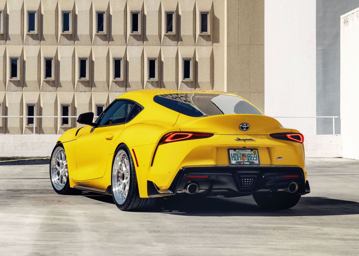 'Toyota Supra Yellow Car' Poster, picture, metal print, paint by Koba ...