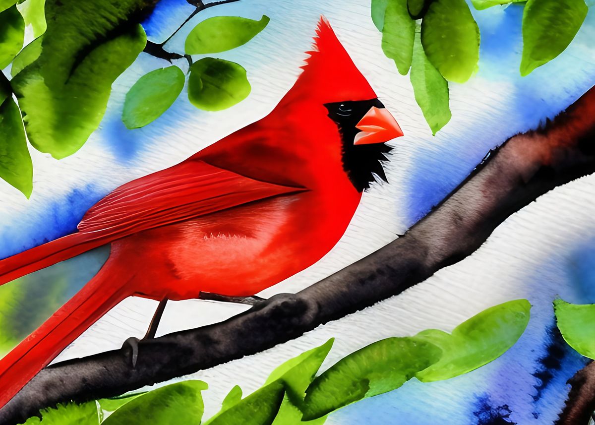 'A beautiful Cardinal bird' Poster, picture, metal print, paint by ...