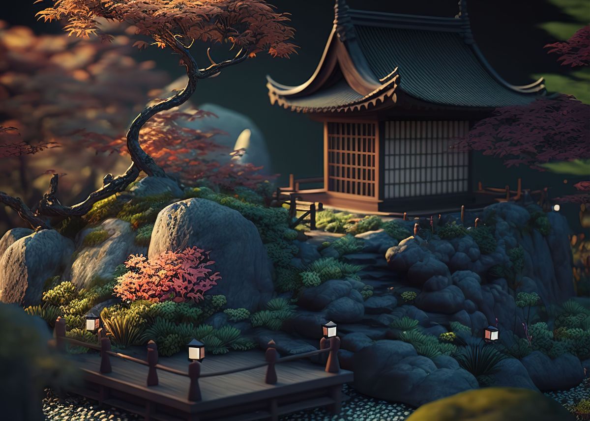 'Japanese zen garden' Poster, picture, metal print, paint by ...