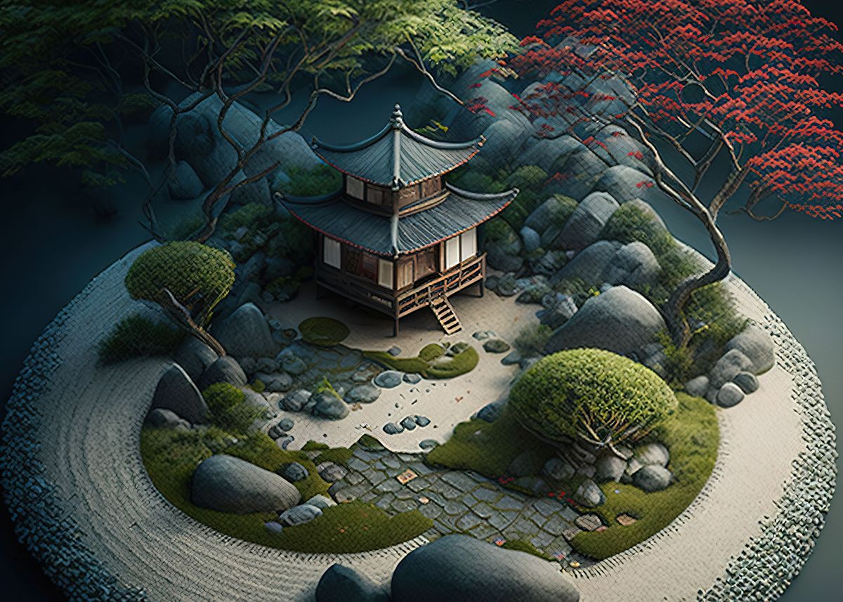 'Japanese zen garden' Poster, picture, metal print, paint by ...