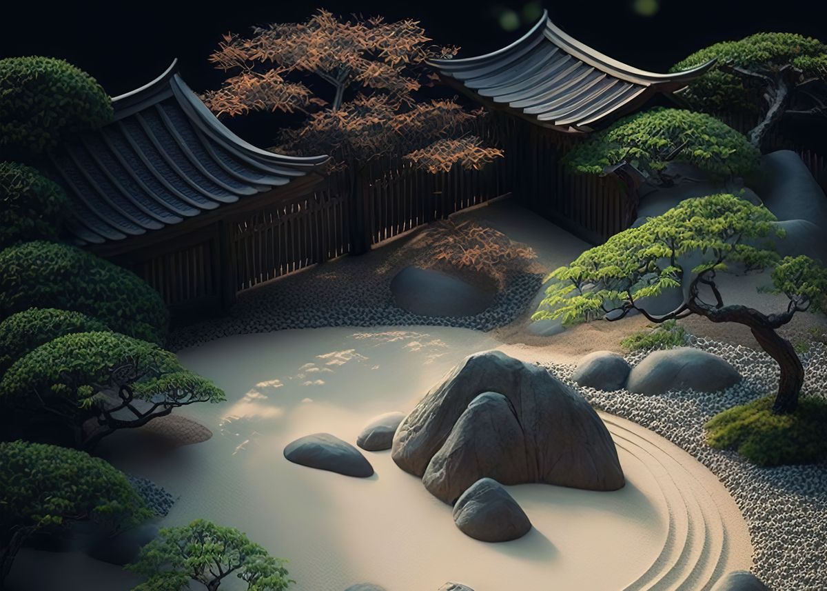 'Japanese zen garden' Poster, picture, metal print, paint by ...