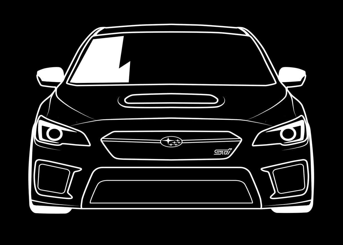 'Subie Sti Outline' Poster, picture, metal print, paint by HSDESIGNSHOP ...