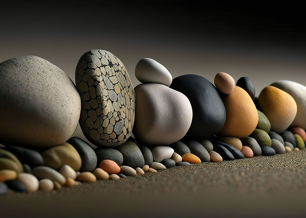 'Zen Stones' Poster, picture, metal print, paint by Philippa Quintero ...