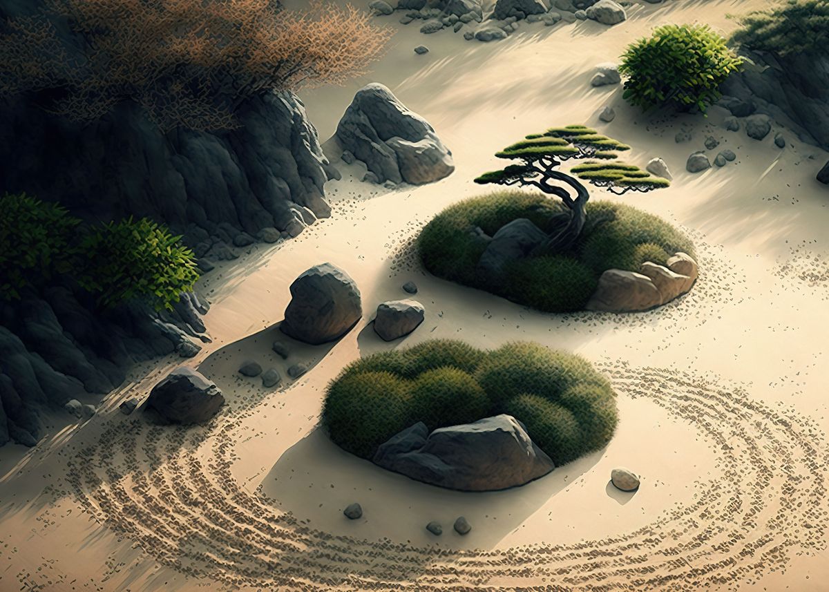 'Japanese zen garden' Poster, picture, metal print, paint by ...