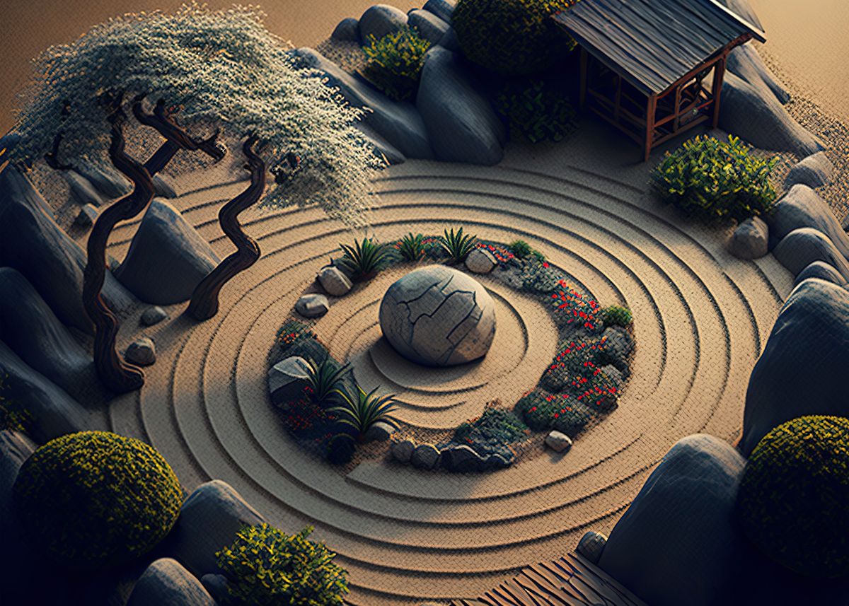 'Japanese zen garden' Poster, picture, metal print, paint by ...