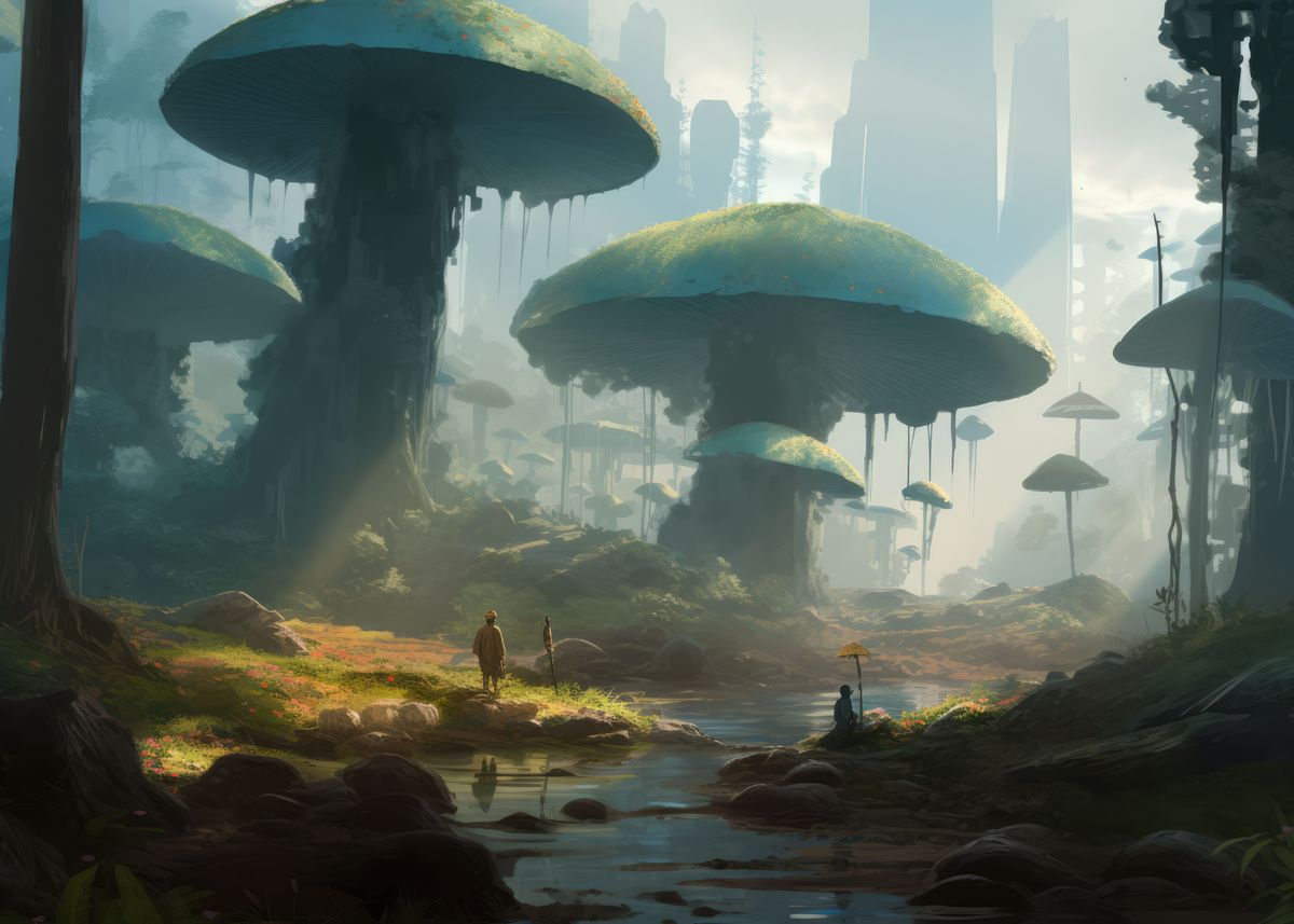 'Mushroom forest' Poster, picture, metal print, paint by IArtWork ...