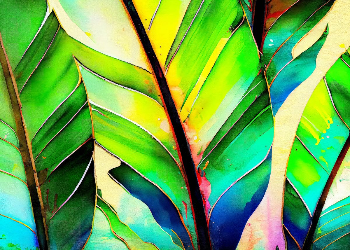 'Tropical Leaves' Poster, picture, metal print, paint by Havard | Displate