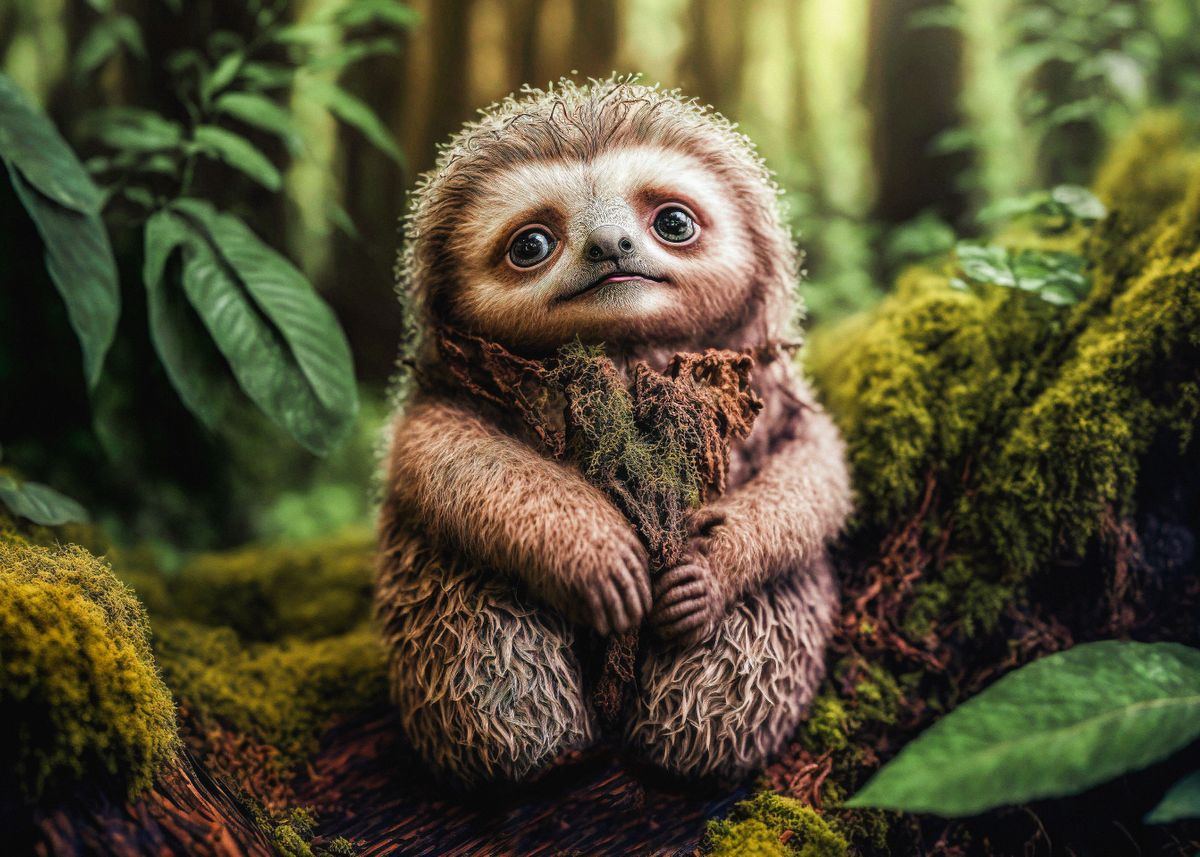 'Sad sloth in the forest' Poster by Alan Frijns | Displate