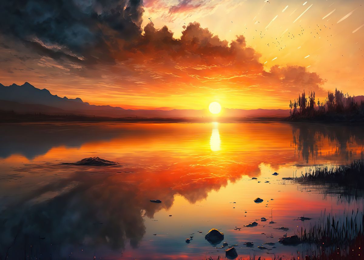 'Sunset landscape' Poster by lauren akaety | Displate