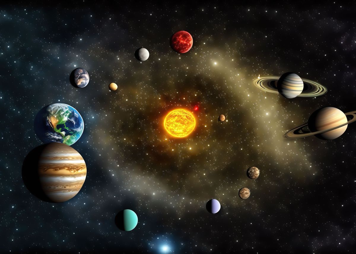 'Solar system neon ' Poster, picture, metal print, paint by Philippa ...