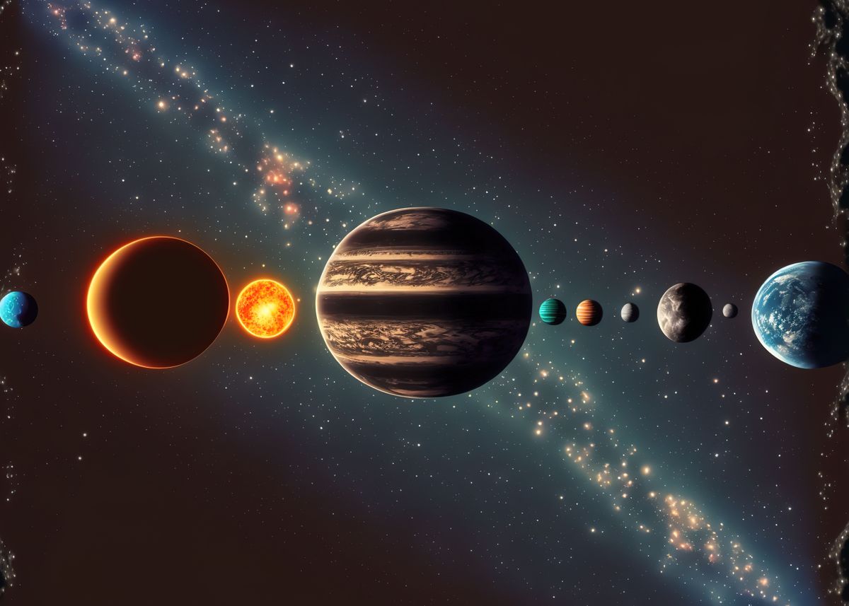 'Solar system neon ' Poster, picture, metal print, paint by Philippa ...