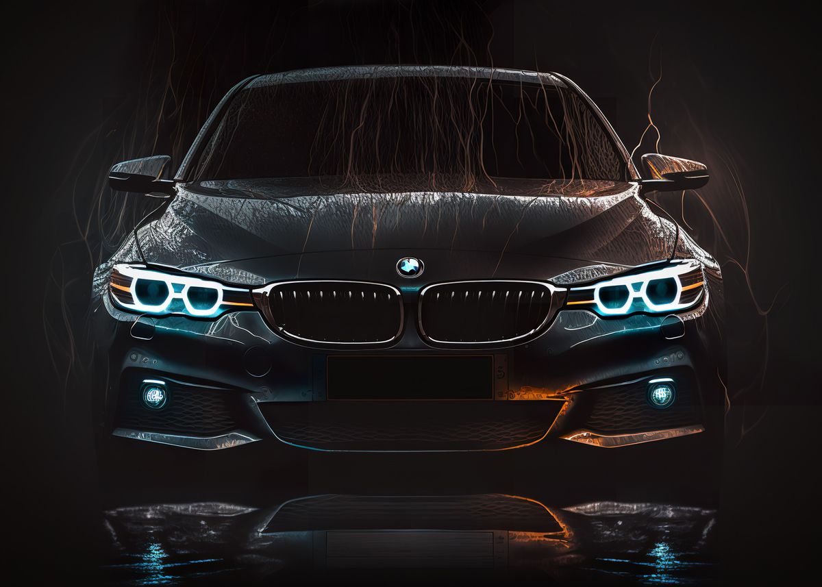 'Bmw Front Light car' Poster, picture, metal print, paint by ...
