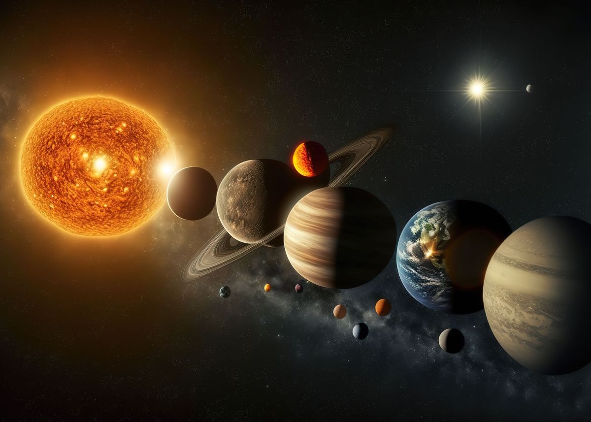 'Solar system neon ' Poster, picture, metal print, paint by Philippa ...