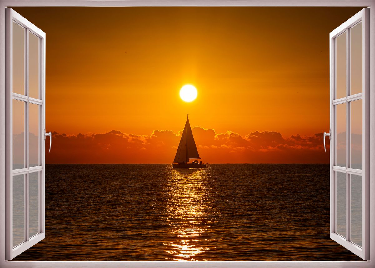 'Window view landscape sea' Poster by Vicen Design | Displate