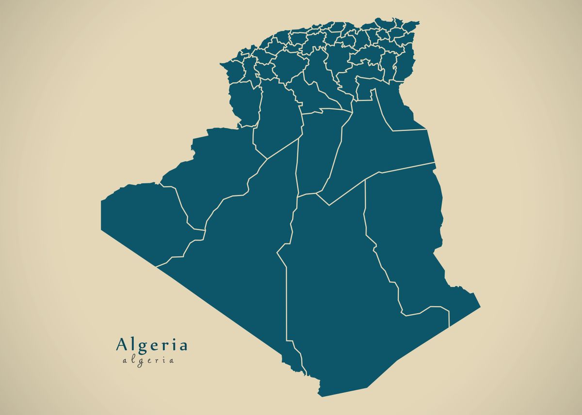 'Algerian provinces map' Poster, picture, metal print, paint by Ingo ...