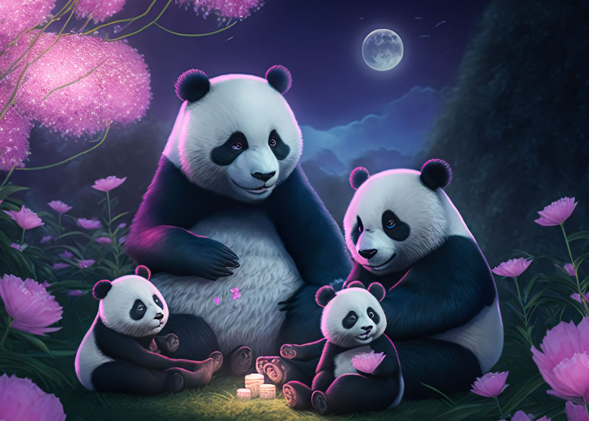 'Panda cherry blossom japan' Poster by Anime Manga | Displate