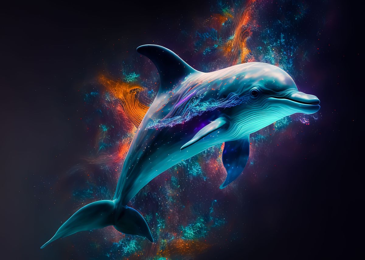 'dolphin neon' Poster, picture, metal print, paint by Zachariah Stacey ...
