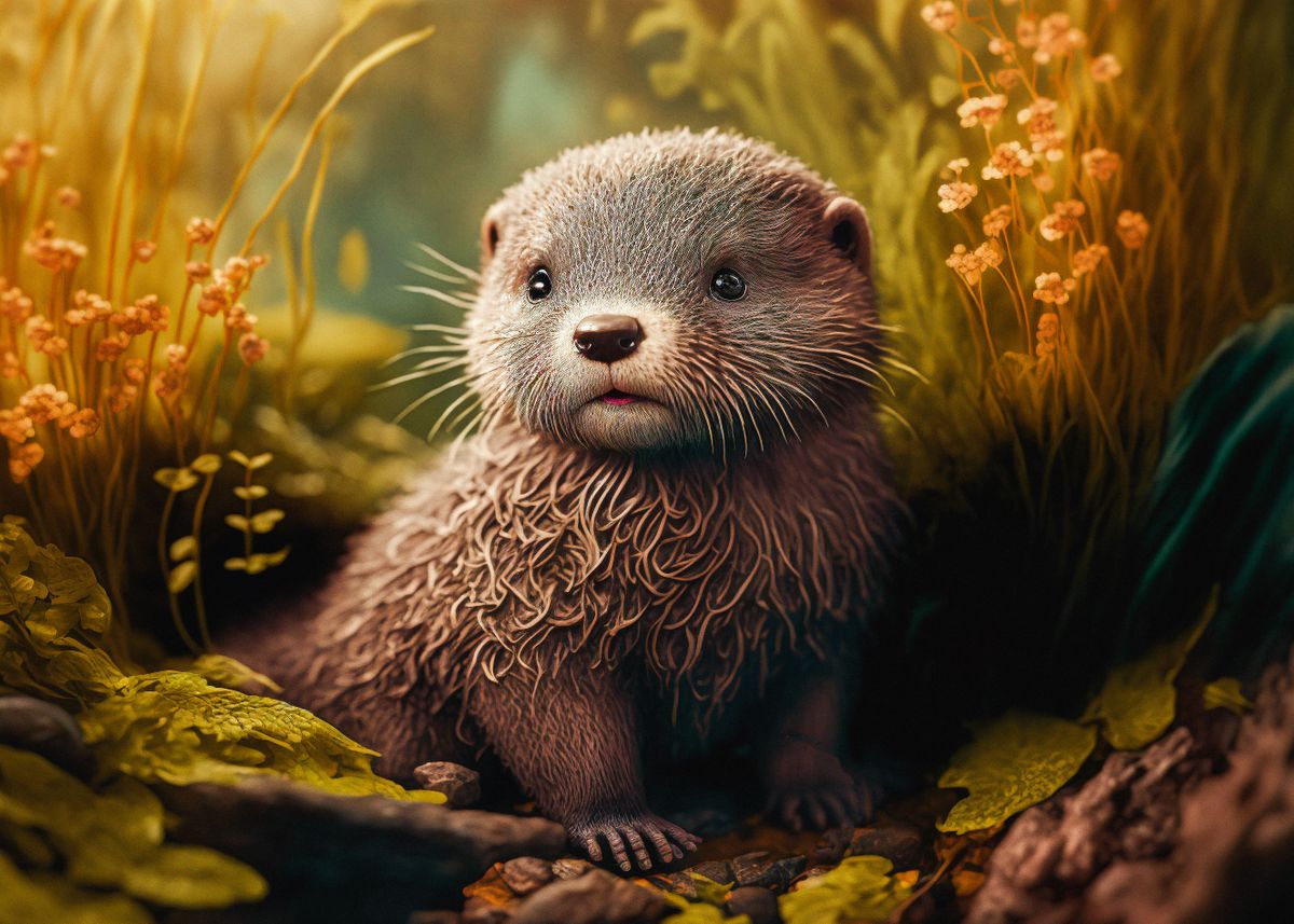 'Tiny furry otter' Poster, picture, metal print, paint by Alan Frijns ...