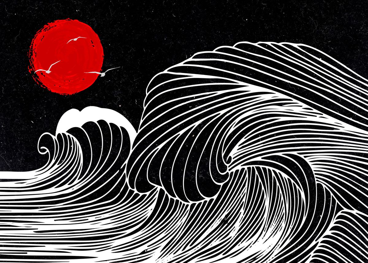 'the great wave of Japan' Poster, picture, metal print, paint by Space ...