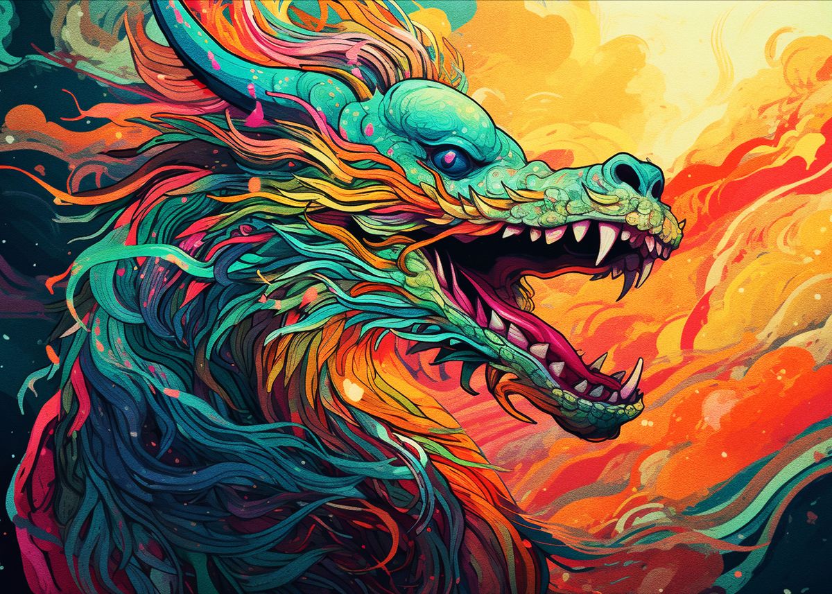 'Abstract Animals Dragon' Poster by 4147 Studios | Displate