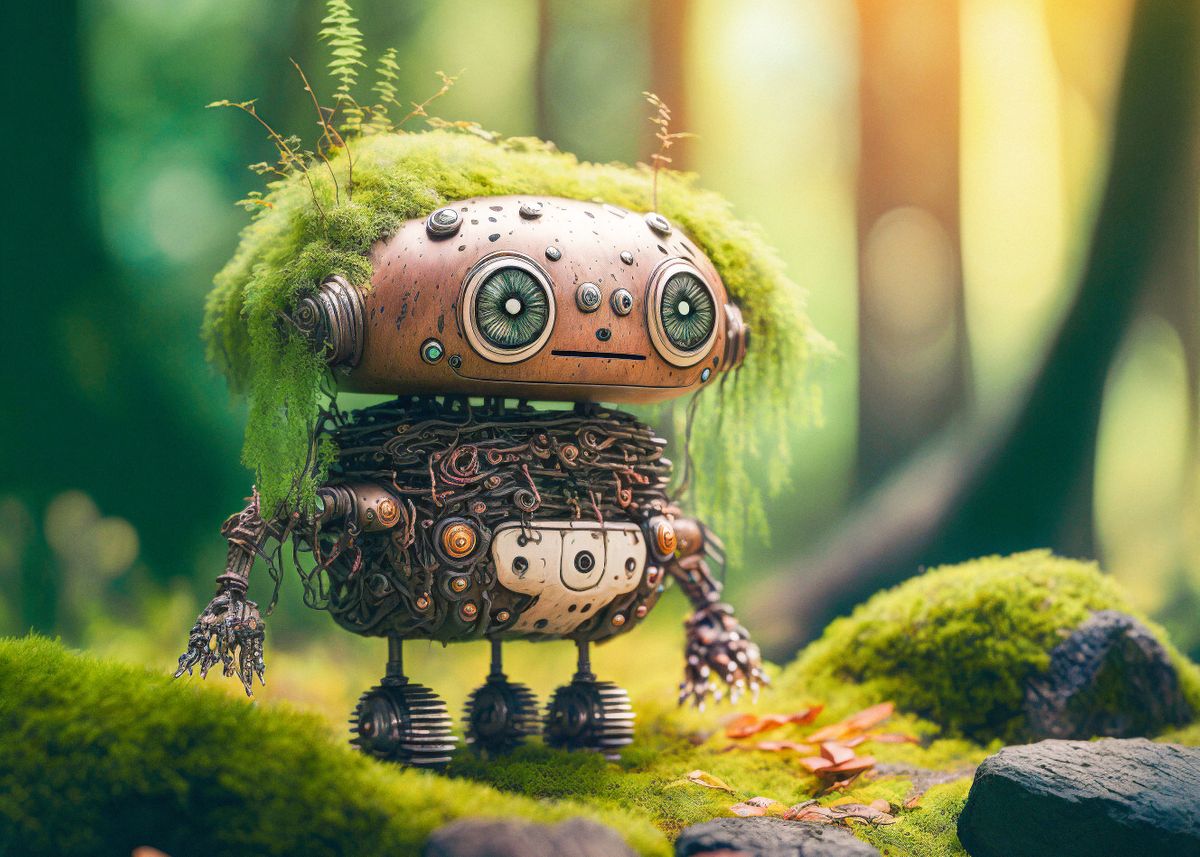 'Curious forest robot Sem' Poster, picture, metal print, paint by Alan ...