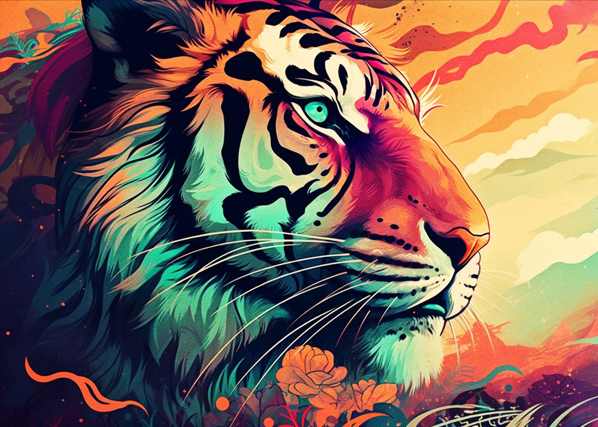 'Abstract Animals Tiger' Poster by 4147 Studios | Displate