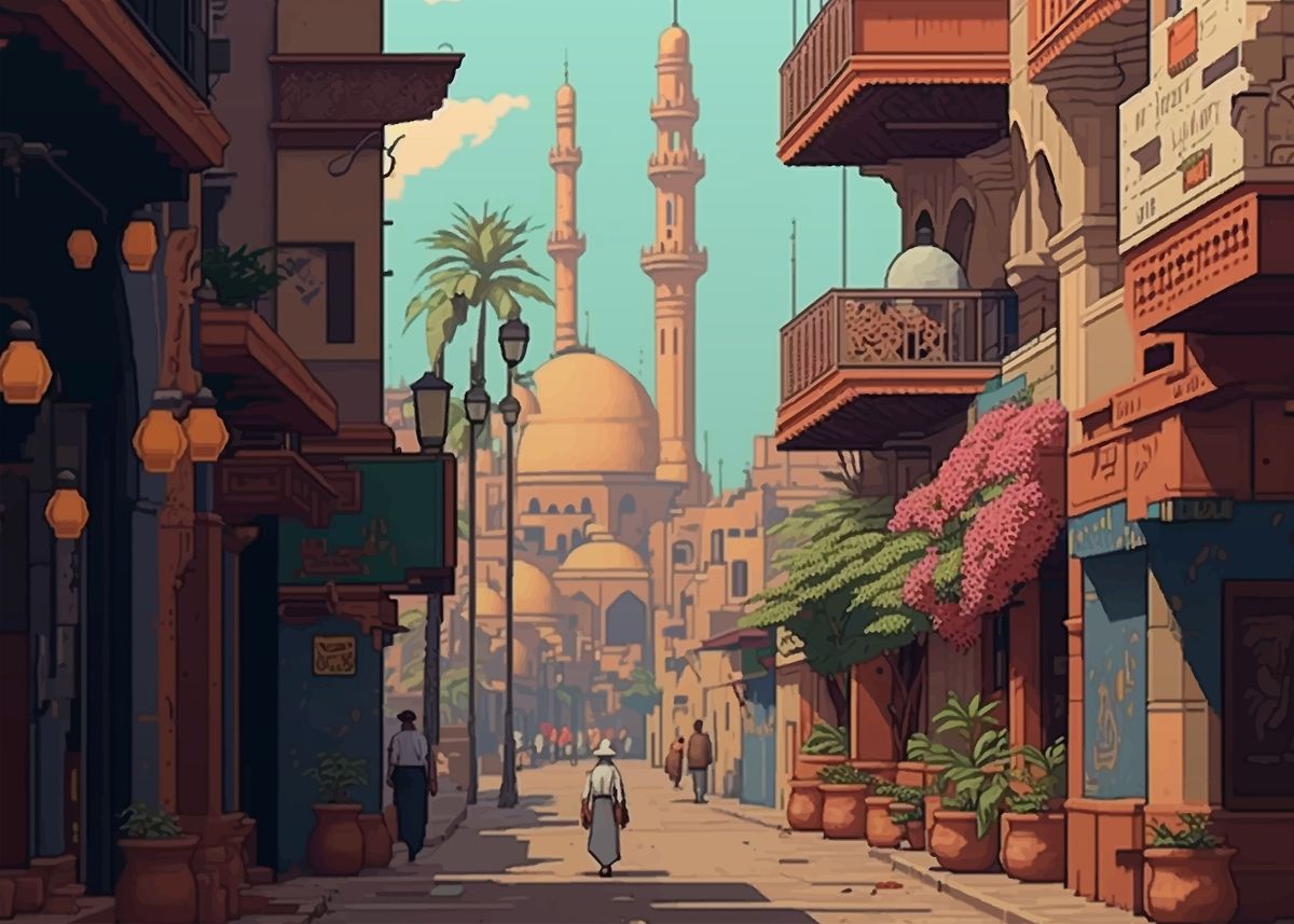 'Cairo Pixel art' Poster, picture, metal print, paint by M Art | Displate