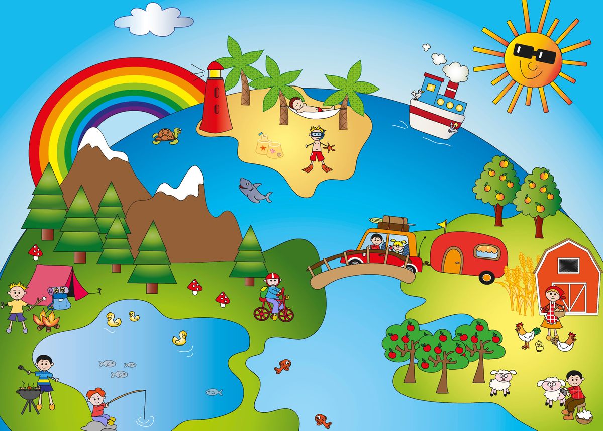 'Travel Map For Kids' Poster, picture, metal print, paint by Ander ...