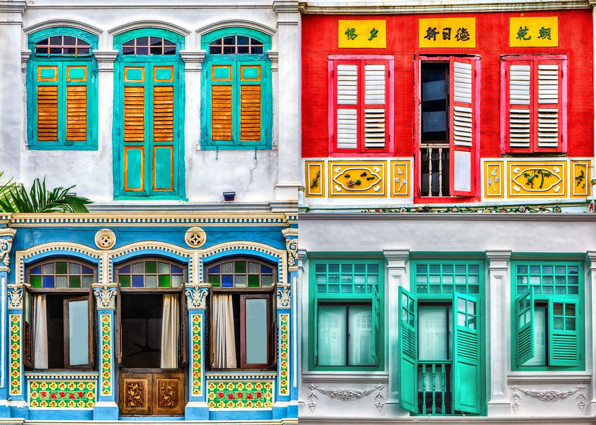 'The Singapore Shophouse' Poster, picture, metal print, paint by John Callahan | Displate