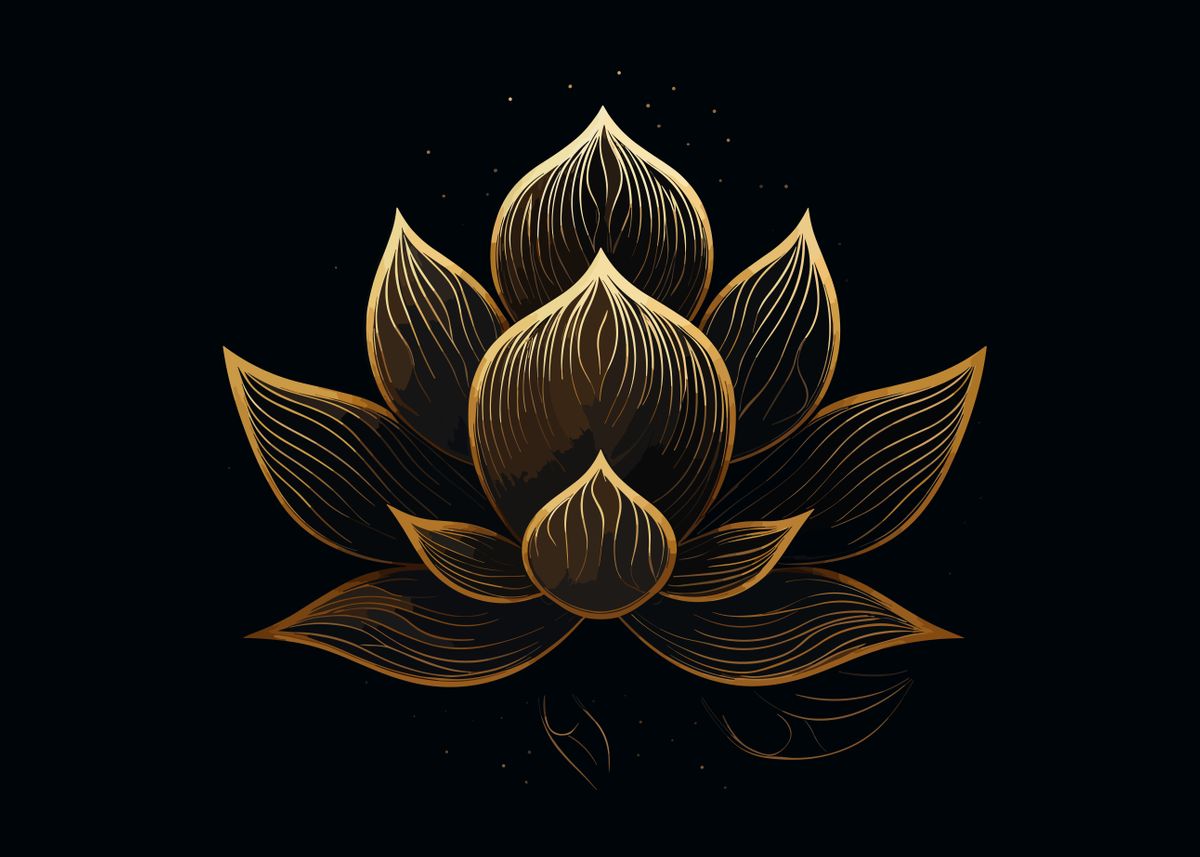 'Golden lotus bloom' Poster, picture, metal print, paint by Powerful ...