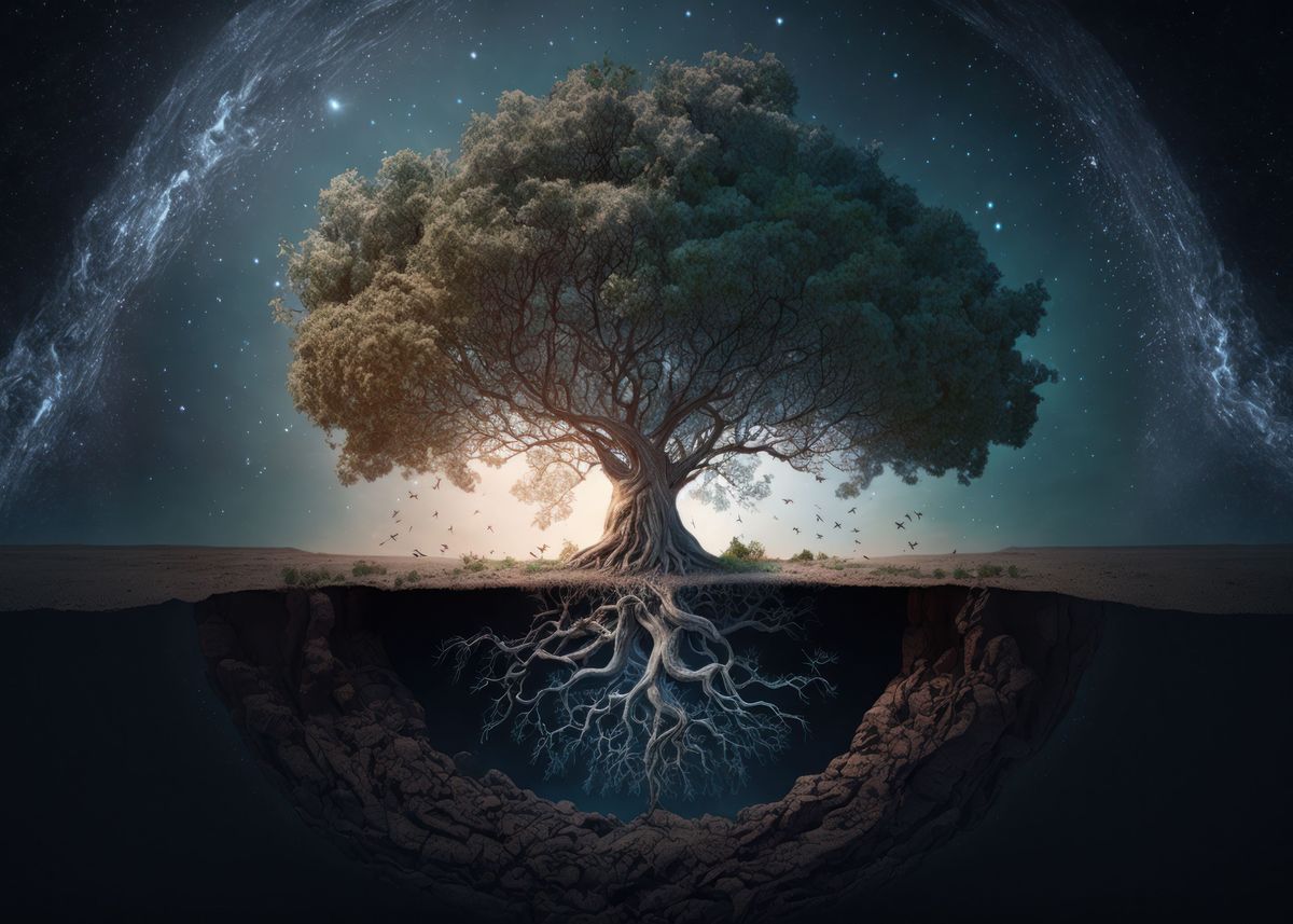 'Sparkling big tree' Poster, picture, metal print, paint by Byrdyak ...