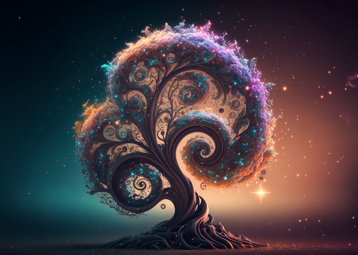 'Magical glowing tree' Poster, picture, metal print, paint by Jiri ...