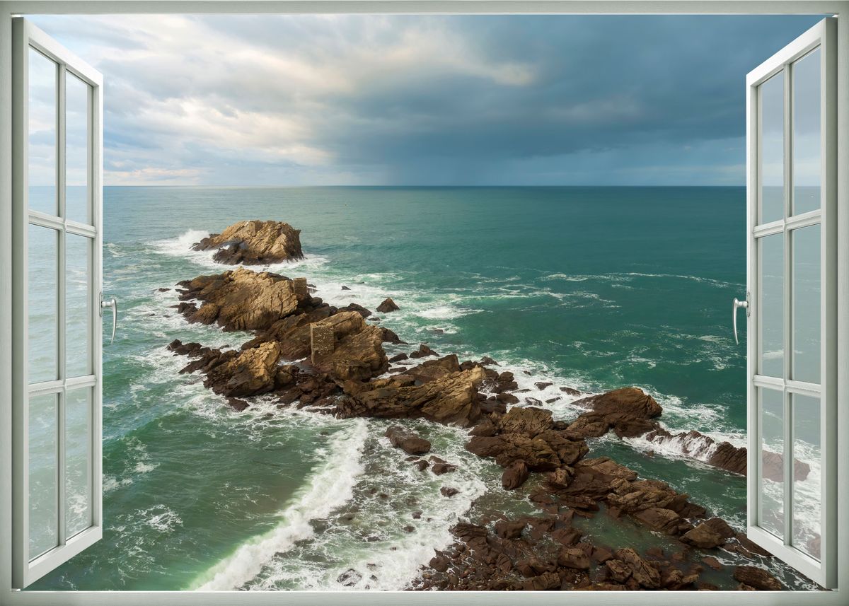 'Window view landscape sea' Poster, picture, metal print, paint by ...