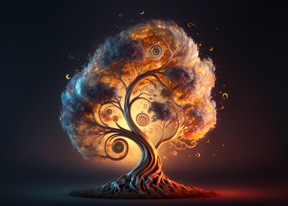 'Magical glowing tree' Poster, picture, metal print, paint by Jiri ...