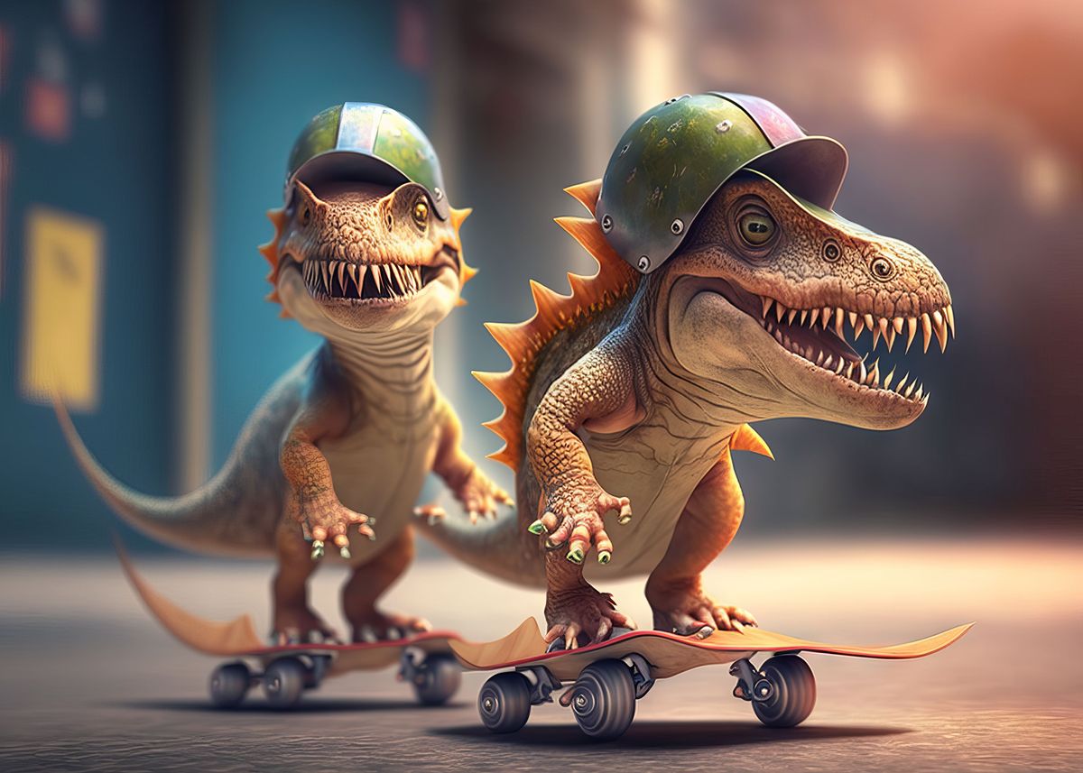 'Teenage dinosaurs' Poster, picture, metal print, paint by Karen Foley ...